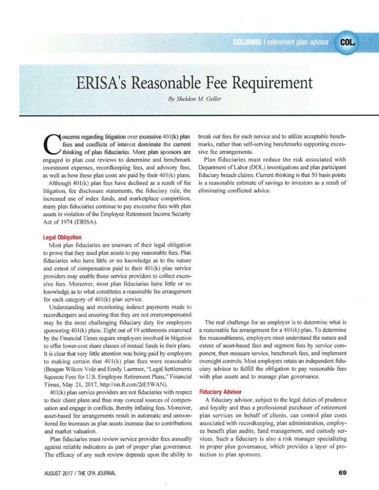 ERISA’s Reasonable Fee Requirement, The CPA Journal - Stone Hill ...