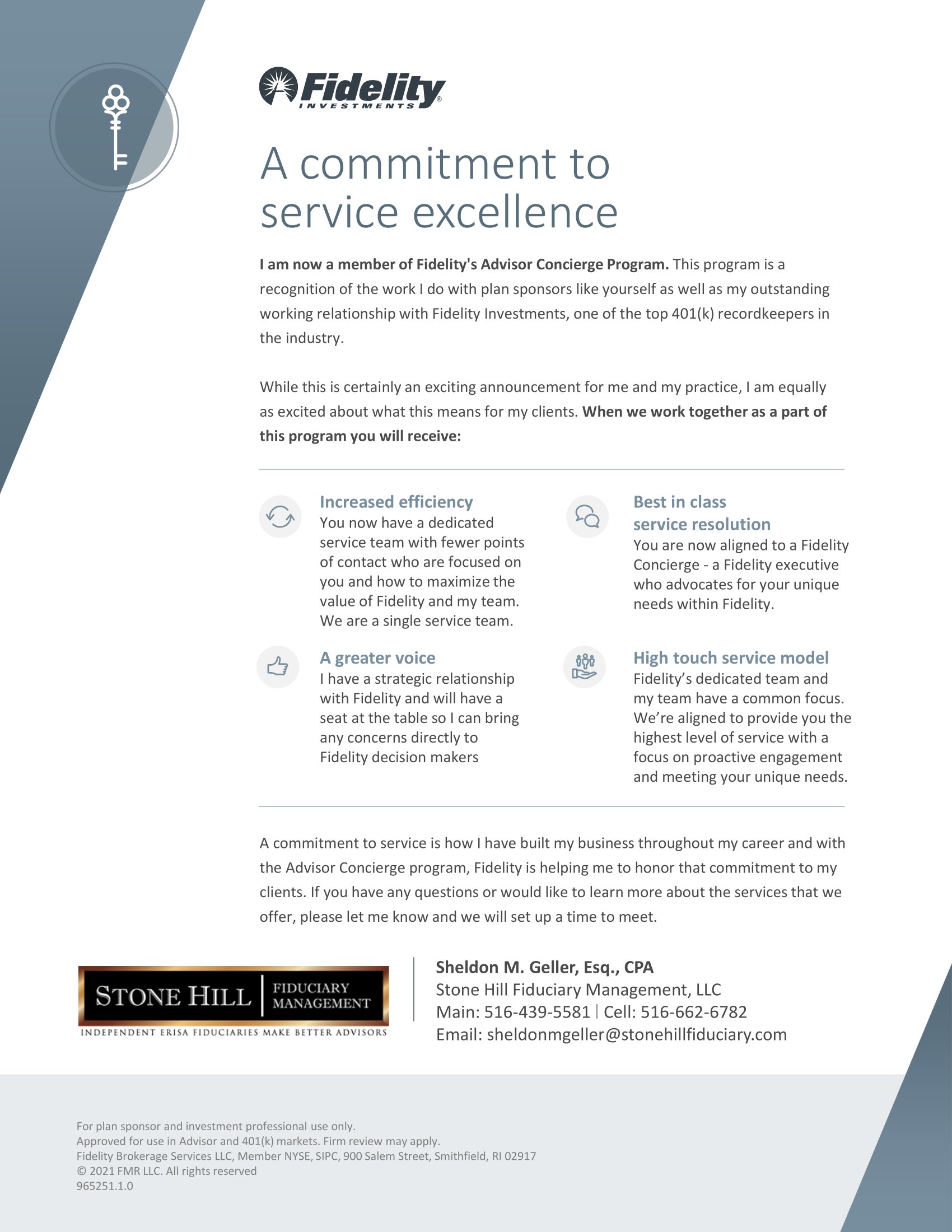 Fidelity Concierge Advisor - Stone Hill Fiduciary Management